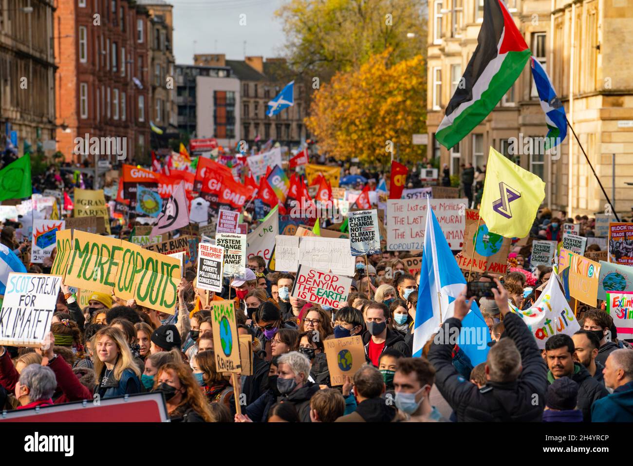 Glasgow, Scotland, UK. 5th November 2021. Demonstrators on a Fridays For Future march on a ...