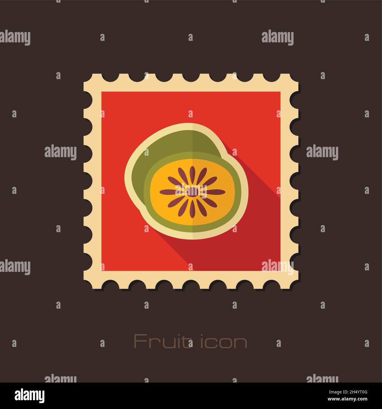 Kiwi flat stamp. Tropical fruit vector illustration, eps 10 Stock ...