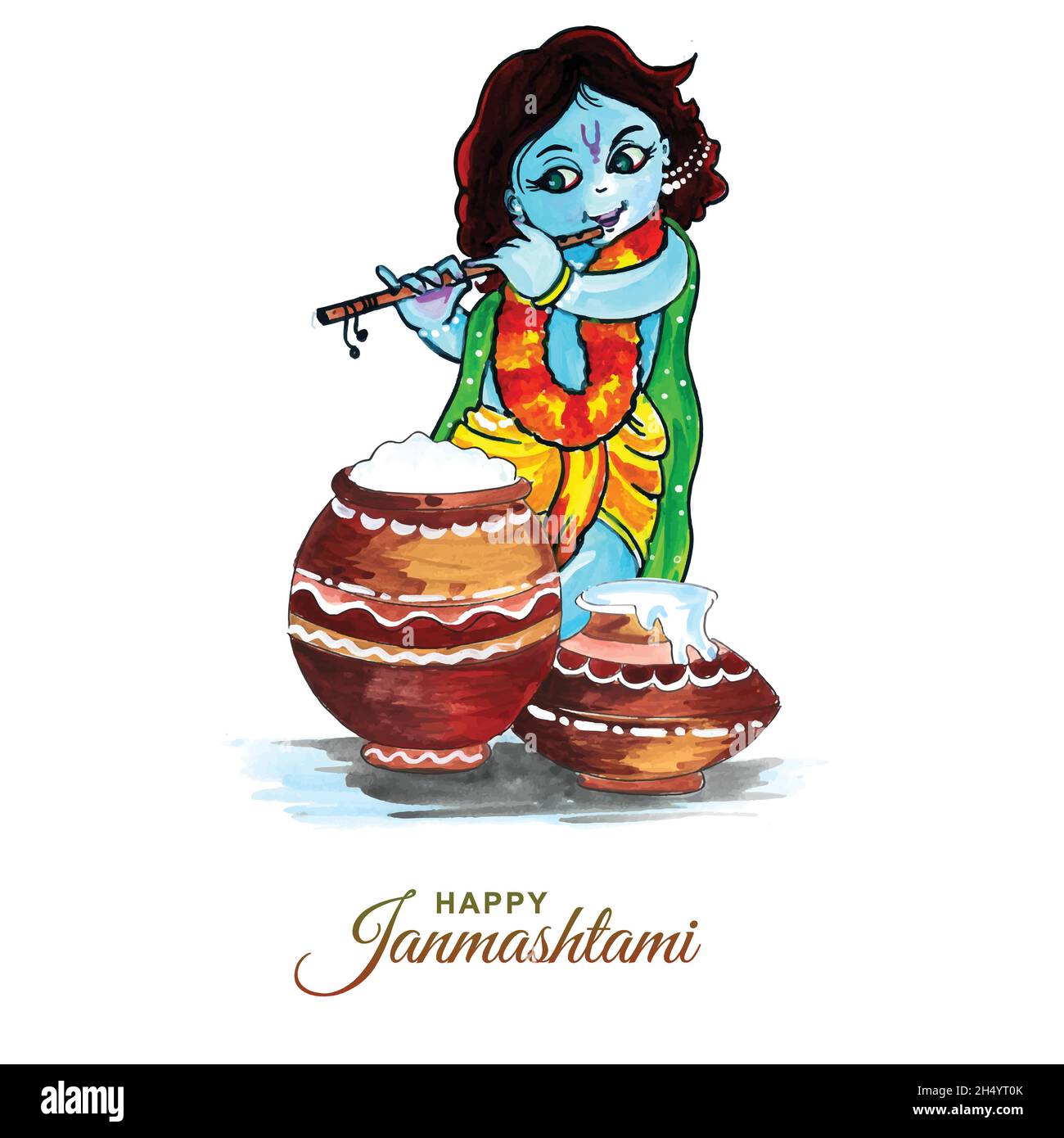 Happy janmashtami greeting card background Stock Vector Image & Art - Alamy