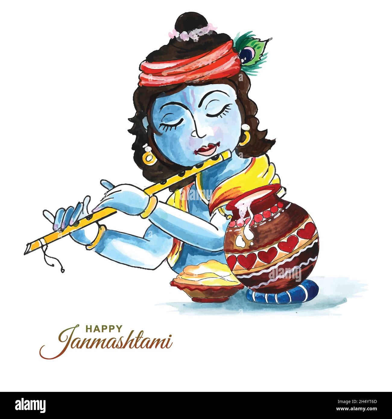 Happy janmashtami greeting card background Stock Vector Image & Art - Alamy