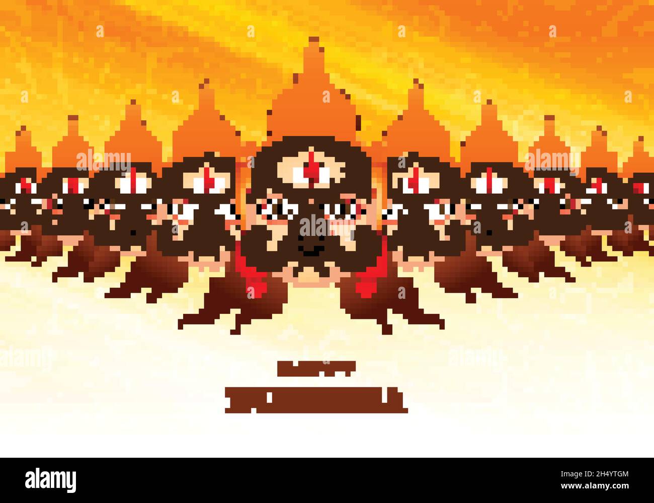 Happy dussehra celebration angry ravan with ten heads card design Stock ...