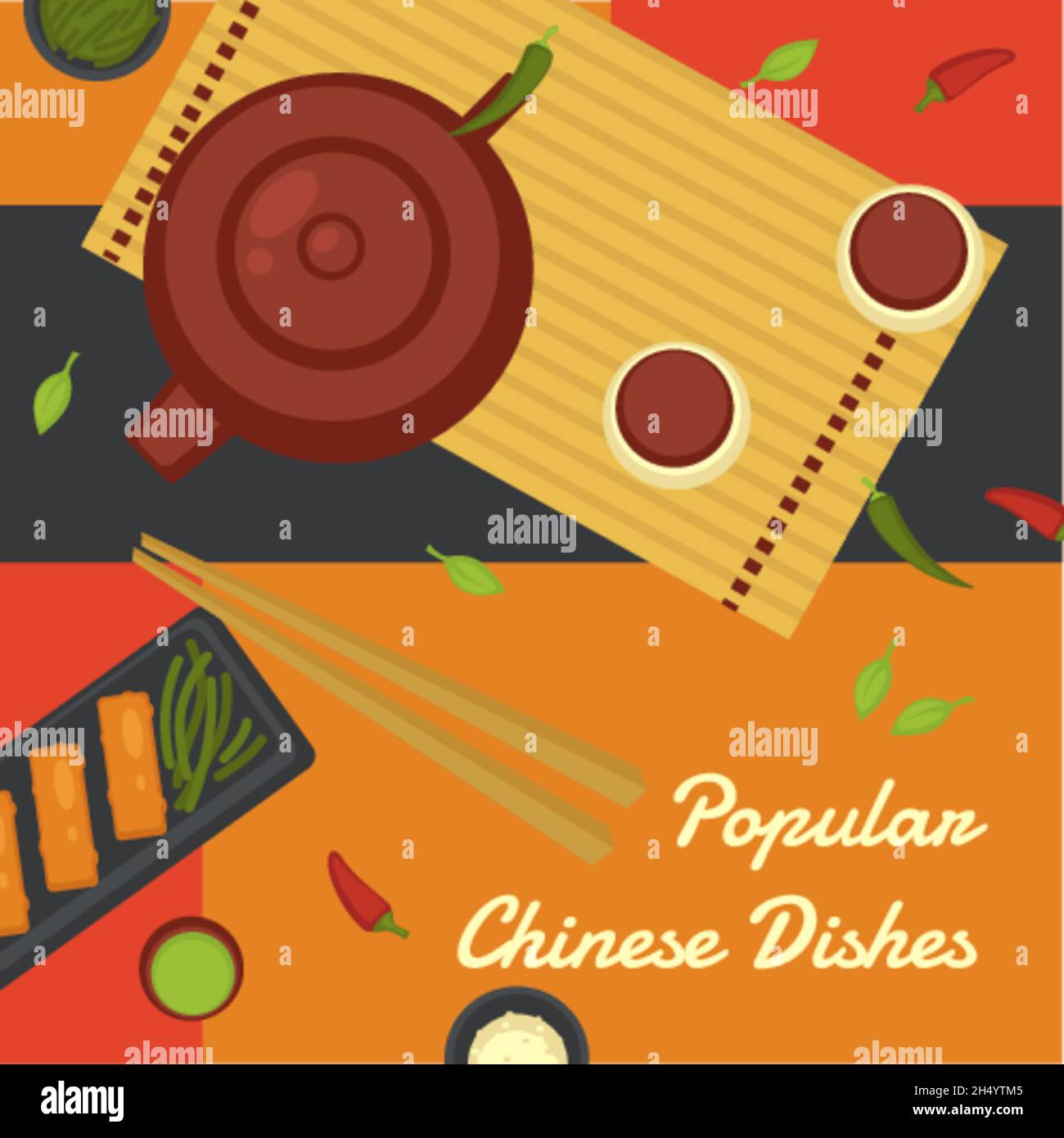 Popular chinese dishes, menu for asian restaurant Stock Vector Image ...