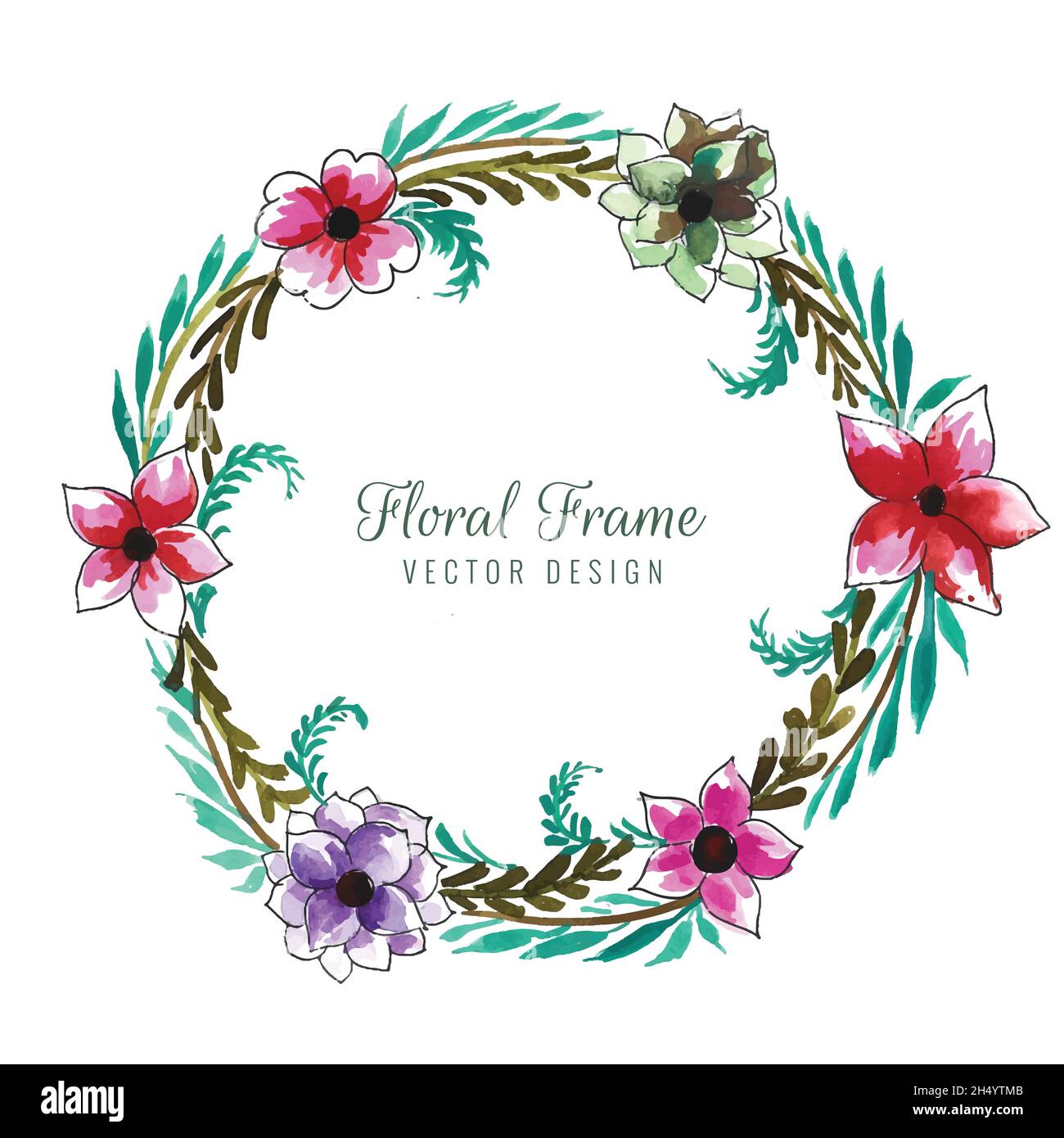 Beautiful circular floral frame card background Stock Vector Image ...