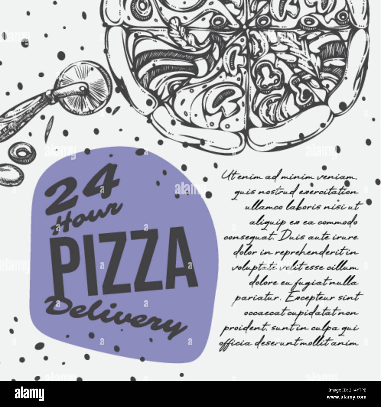 Pizza delivery 24 hours, order online quick vector Stock Vector Image ...
