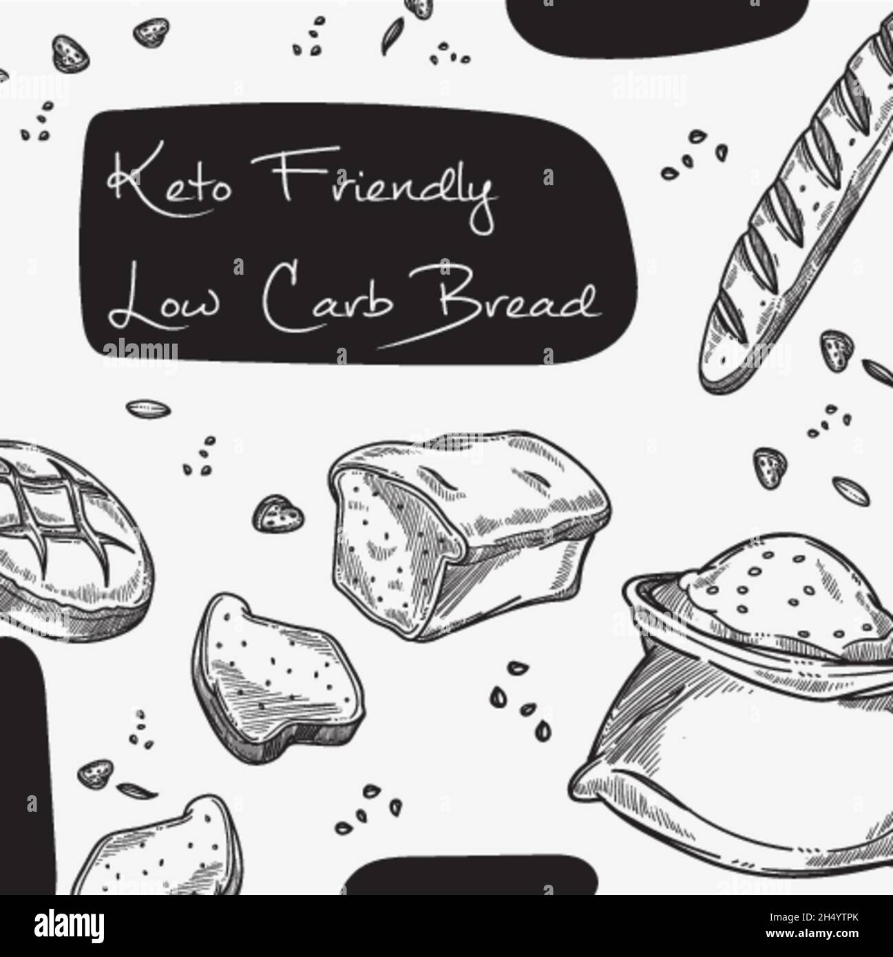 Keto friendly and low card bread and bakery vector Stock Vector Image ...
