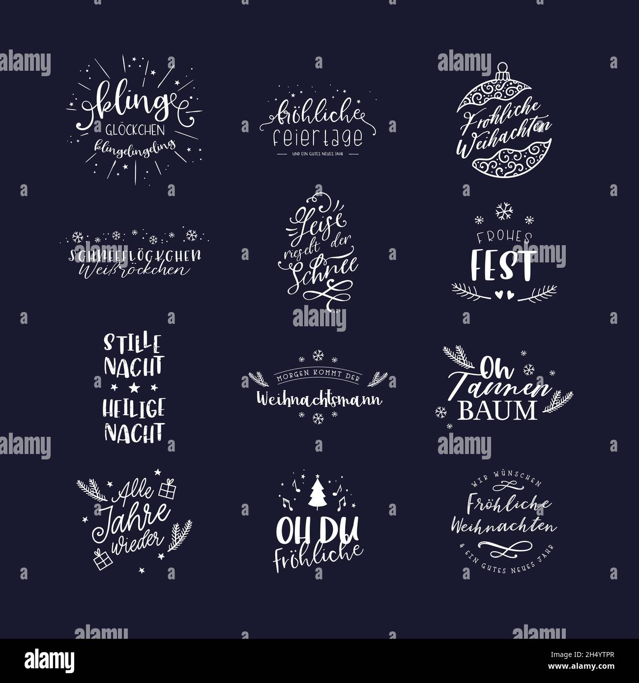 Various German Christmas sayings hand written, lovely typography with ...