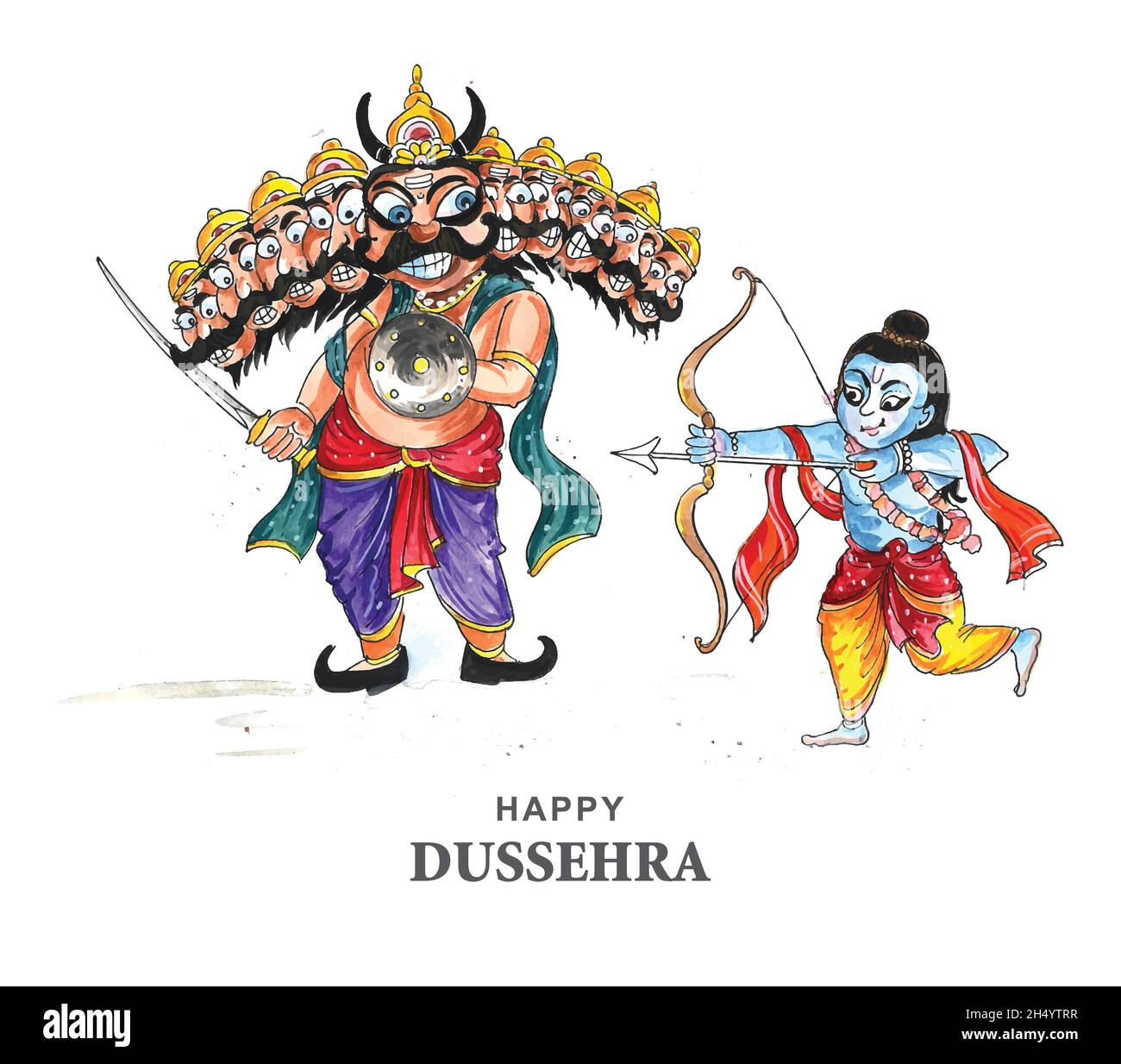 Lord rama with arrow killing ravana in navratri festival card ...