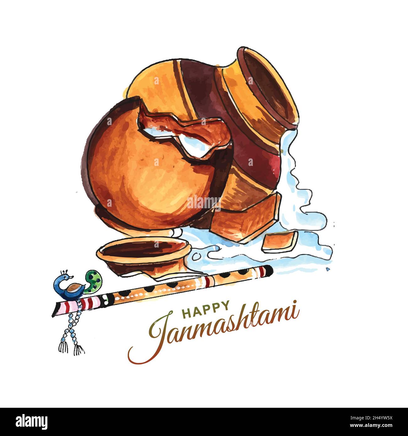 Happy janmashtami background with matki and makhan Stock Vector Image ...