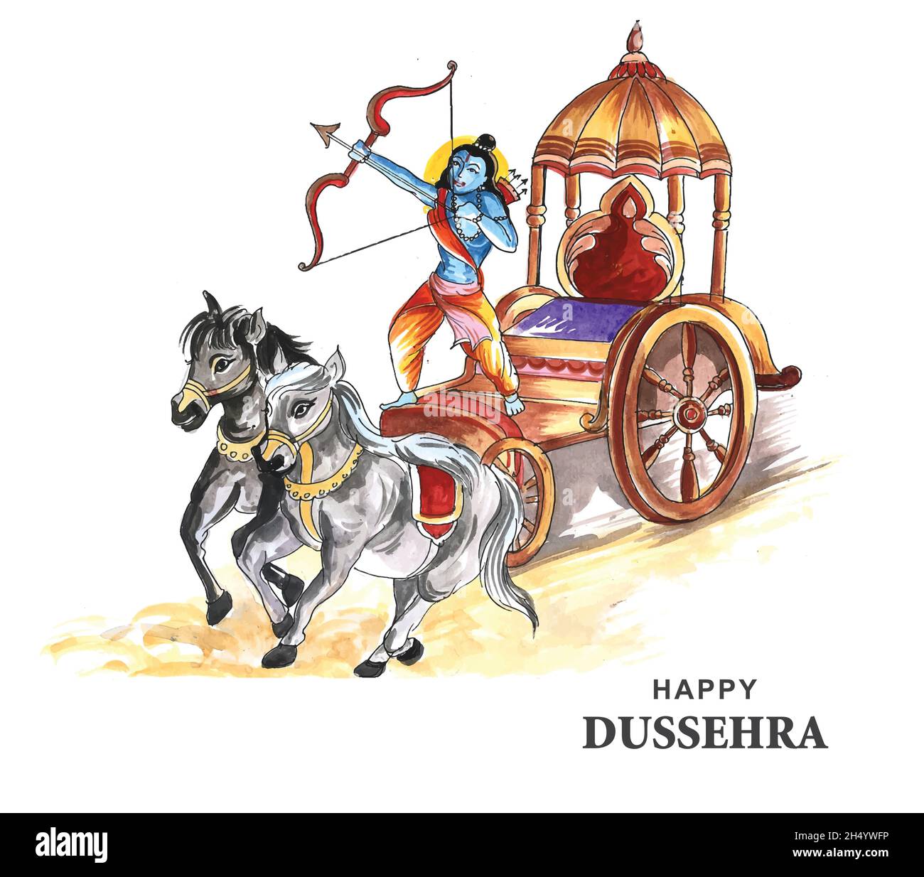 Lord rama with arrow killing ravana in navratri festival card ...