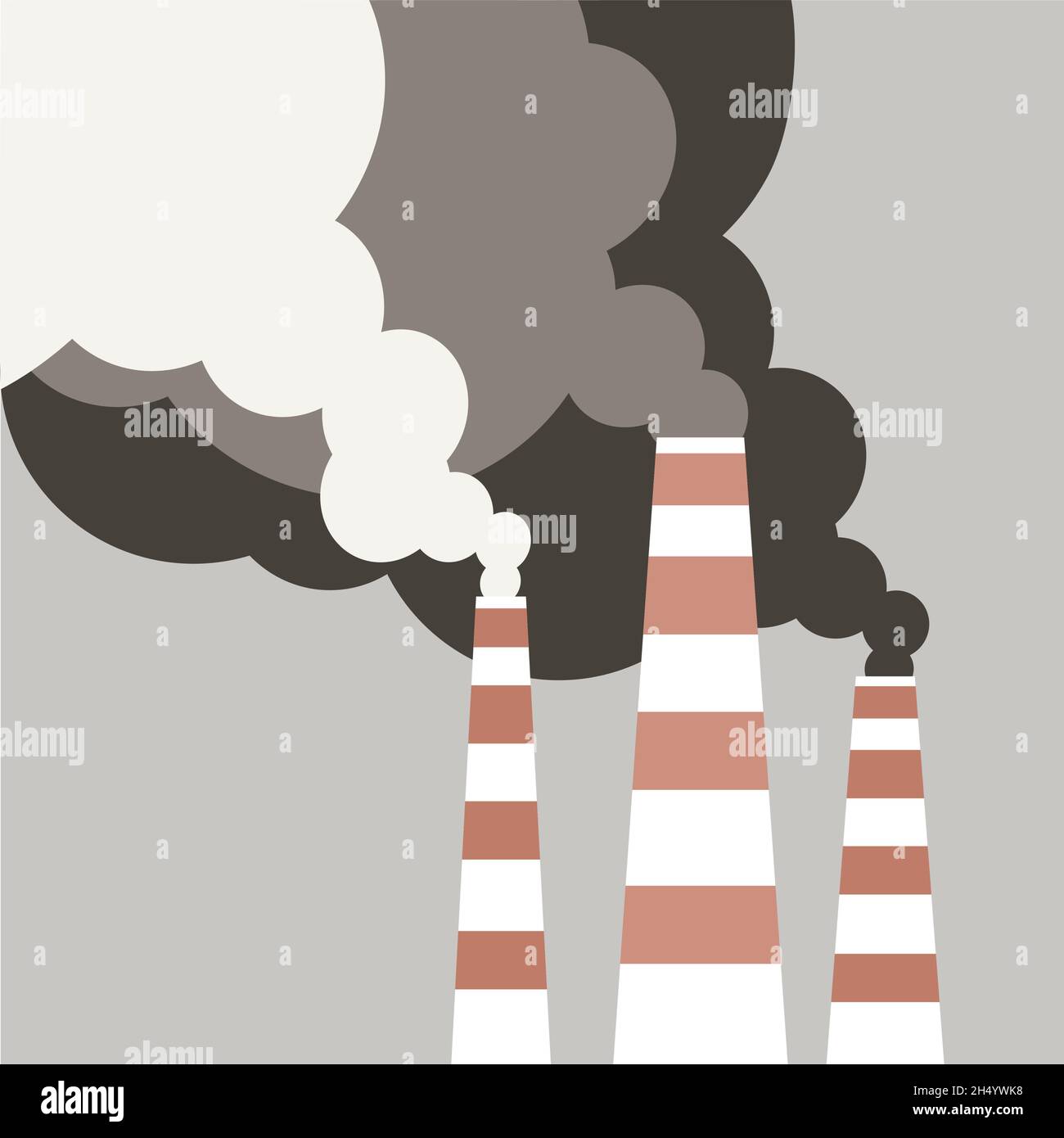 Illustration of factories emitting greenhouse gases to the environment ...
