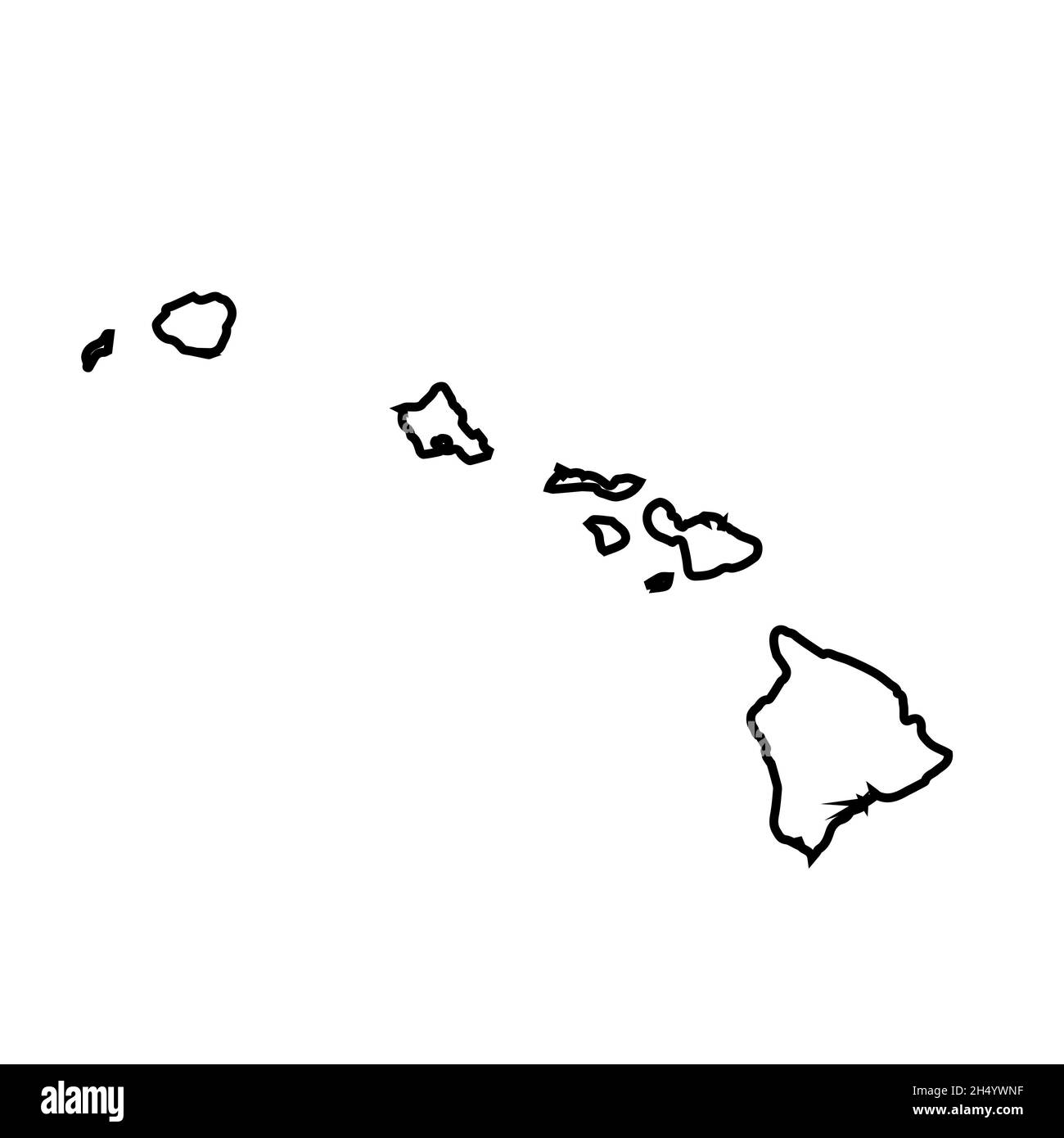 2D State of Hawaii outline map on white background Stock Photo - Alamy