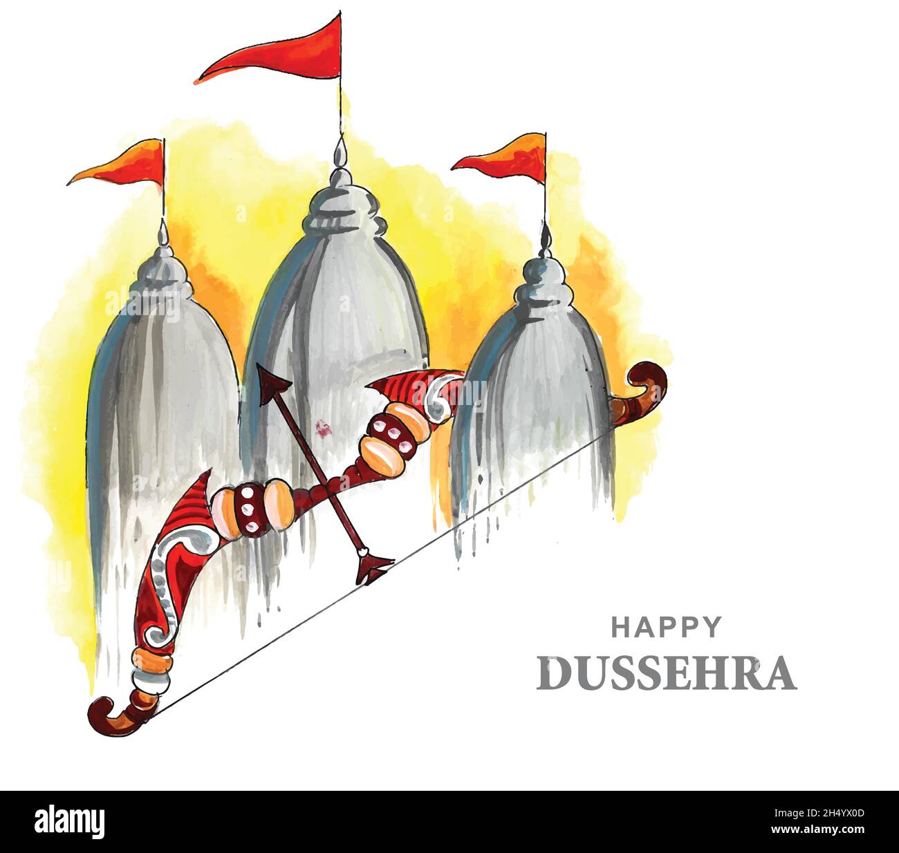 Happy dussehra festival wishes card watercolor background Stock Vector ...