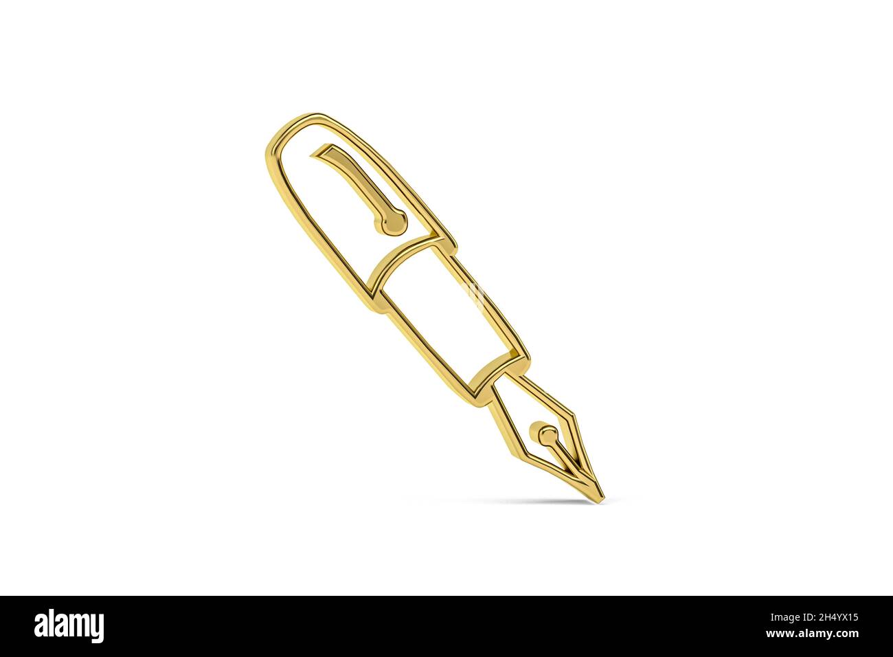 Golden 3d pen icon isolated on white background - 3d render Stock Photo ...