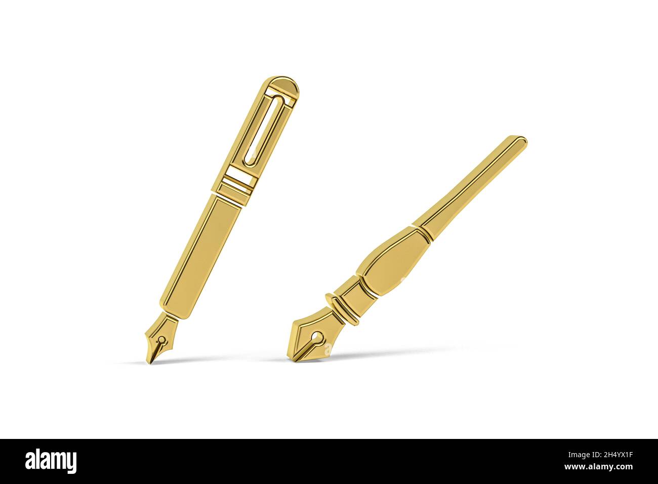 Golden 3d pen icon isolated on white background - 3d render Stock Photo ...