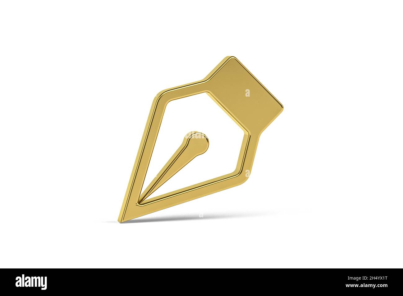 Golden 3d pen icon isolated on white background - 3d render Stock Photo ...