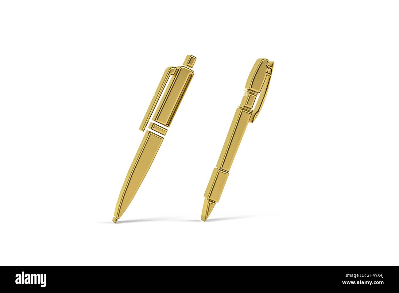 Golden 3d pen icon isolated on white background - 3d render Stock Photo ...