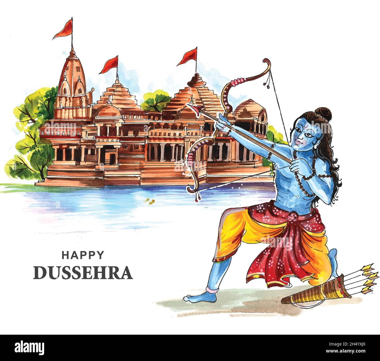 Lord rama with arrow killing ravana in navratri festival card ...