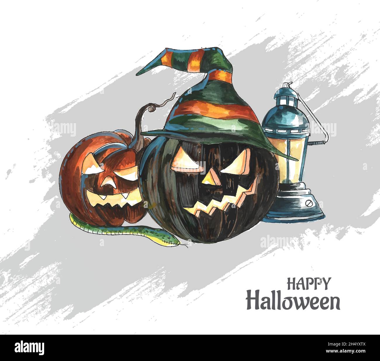 Halloween background spooky pumpkin card design Stock Vector Image ...