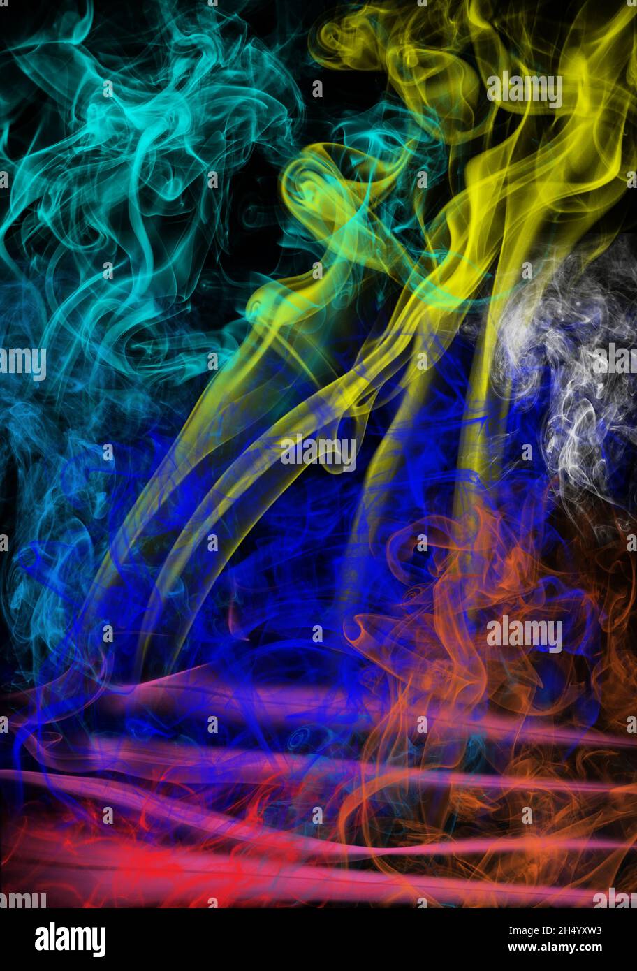 Smoke plume digital artwork design multi-coloured colored abstract ...