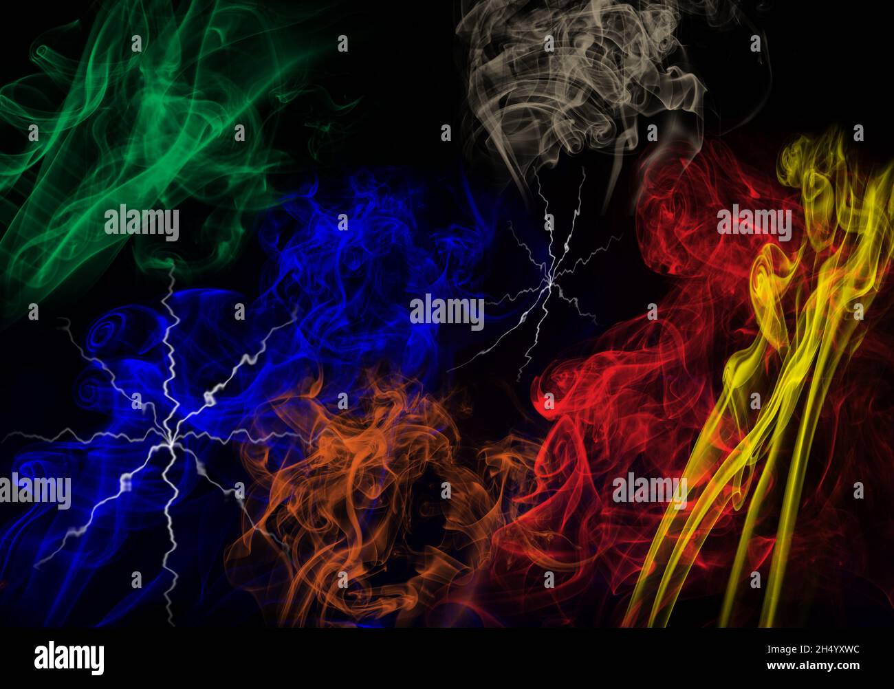 Smoke plume digital artwork design multi-coloured colored abstract ...