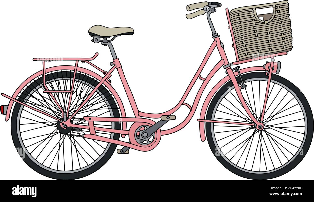 Hand drawing of a retro pink bicycle Stock Vector Image & Art - Alamy