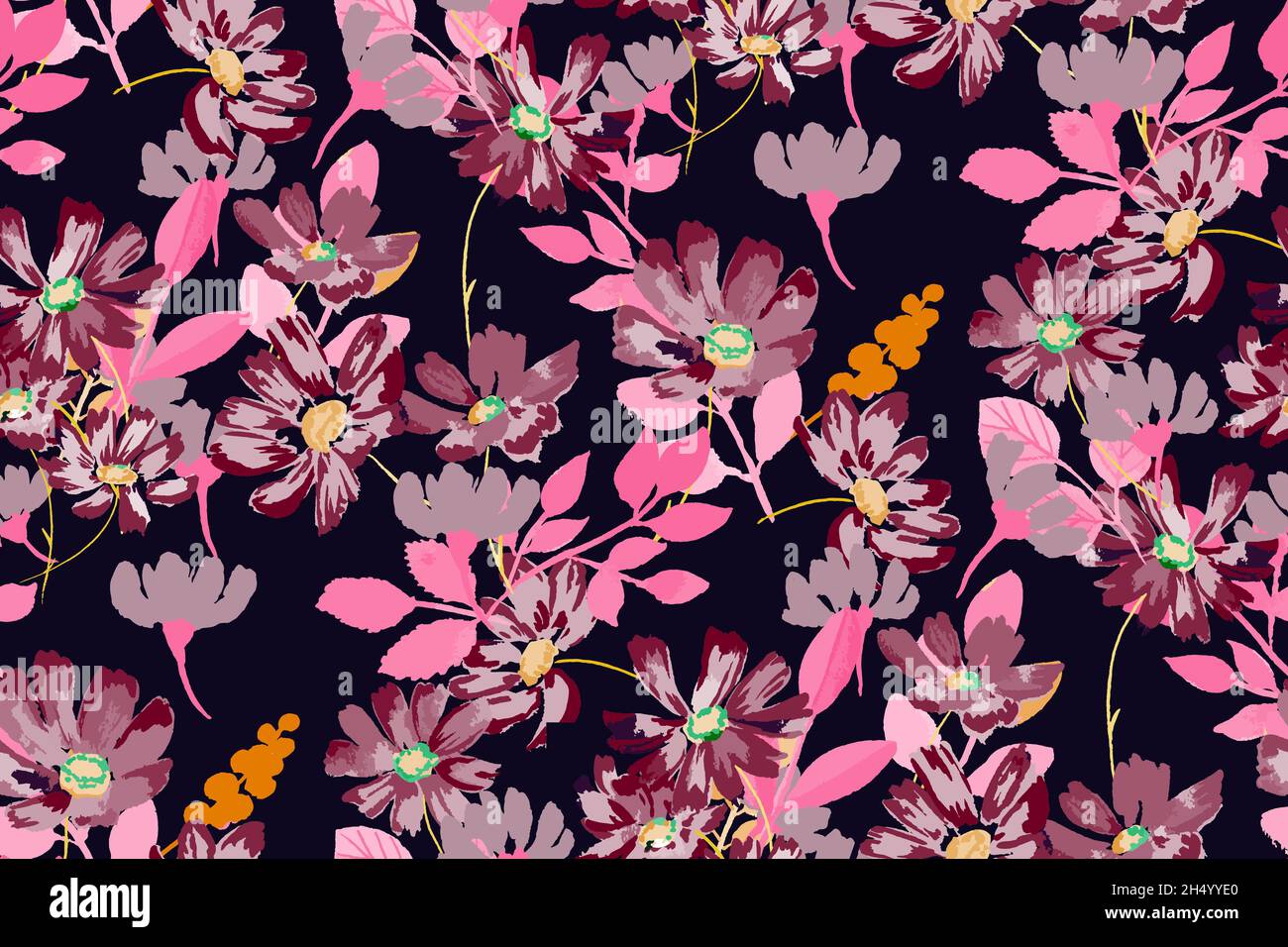 delicate beautiful feminine seamless pattern with wildflowers Stock ...