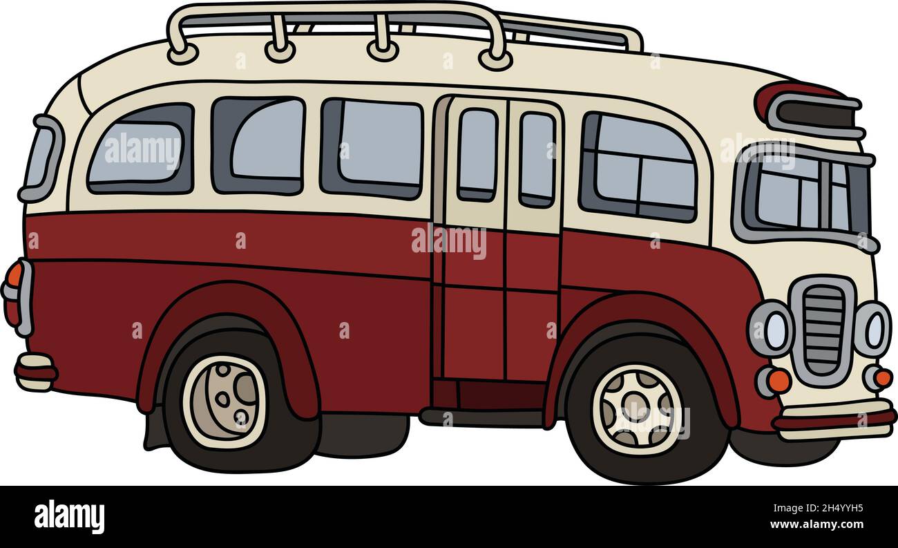 Hand drawing of a vintage red and white bus Stock Vector Image & Art ...