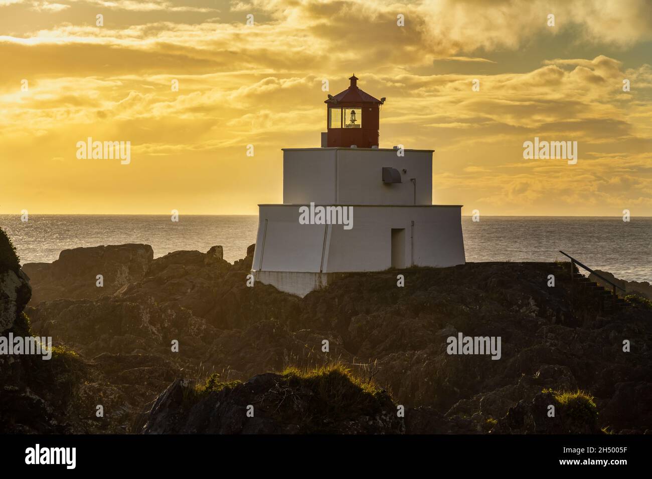Amphitrite Point Lighthouse at sunrise Stock Photo - Alamy
