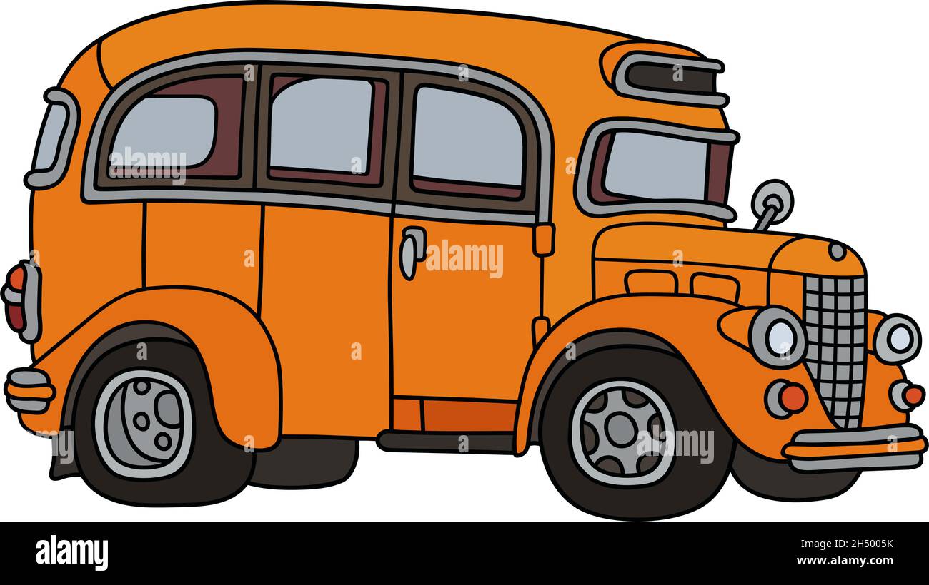Hand drawing of a vintage orange bus Stock Vector Image & Art - Alamy