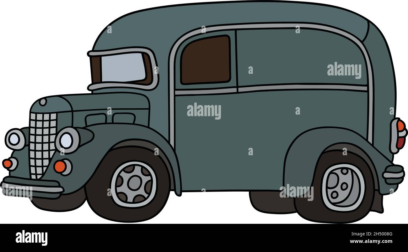 Hand drawing of a vintage green delivery car Stock Vector Image & Art ...