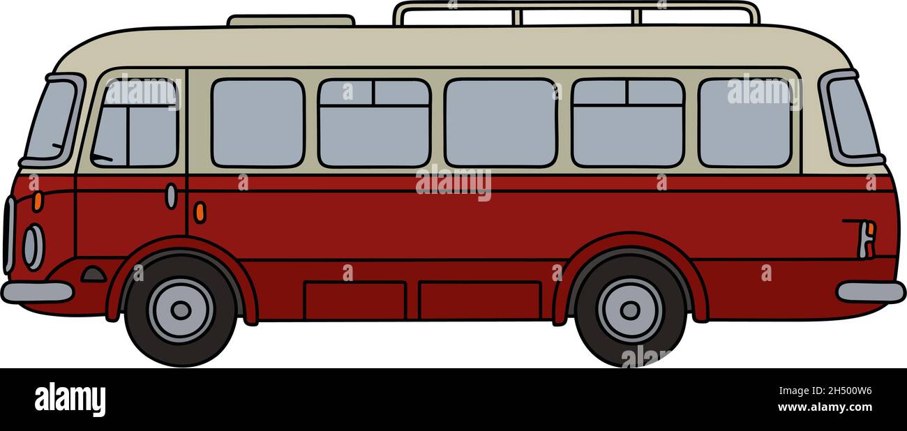 Hand drawing of an old red and cream bus Stock Vector Image & Art - Alamy