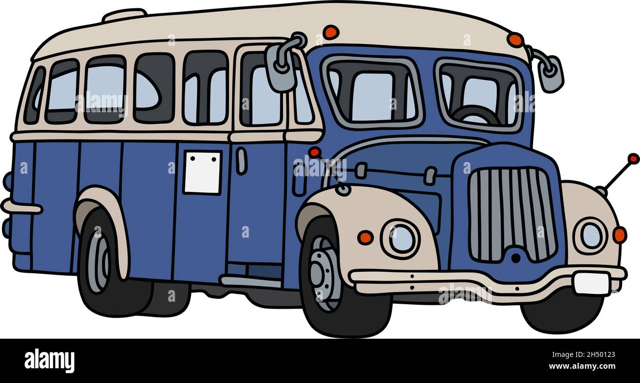 Cream and blue vintage bus Stock Vector Images - Alamy