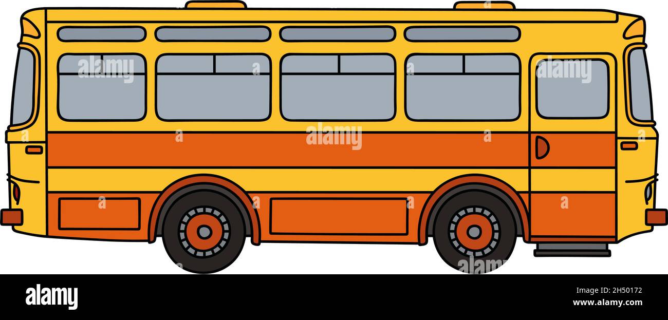 Hand drawing of an old yellow and orange bus Stock Vector Image & Art ...