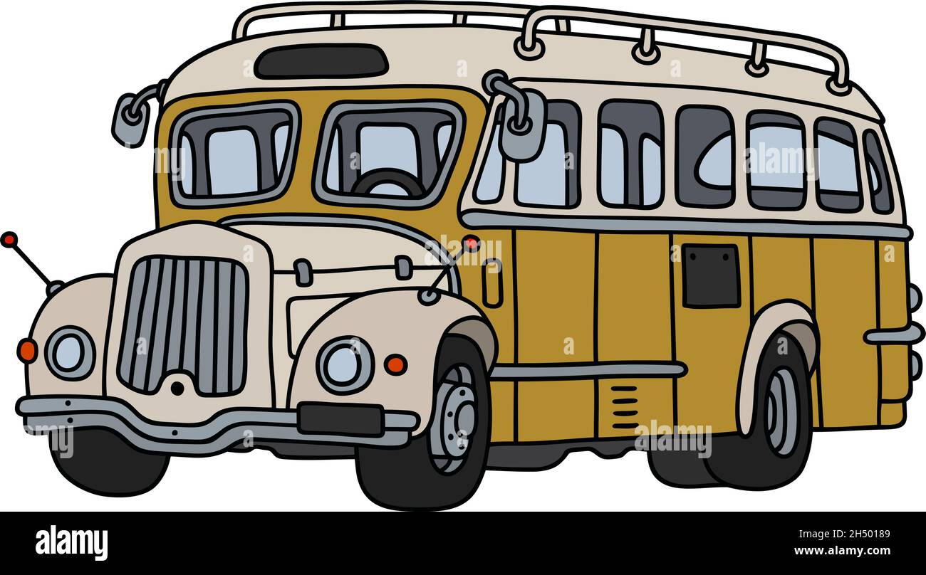 Yellow old school bus Stock Vector Images - Alamy