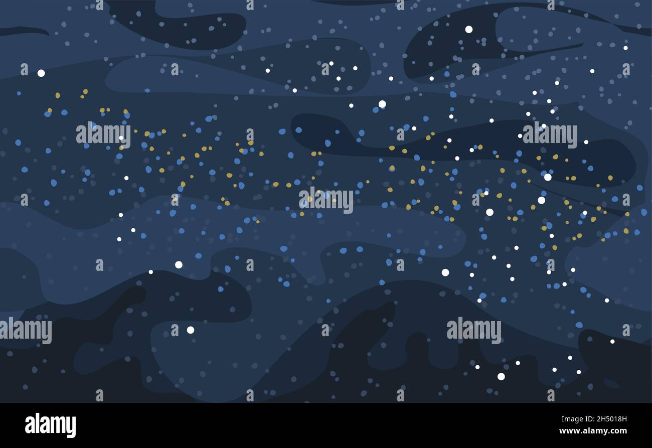 Cosmos background. Starry sky landscape. Dark blue color. Flat style ...