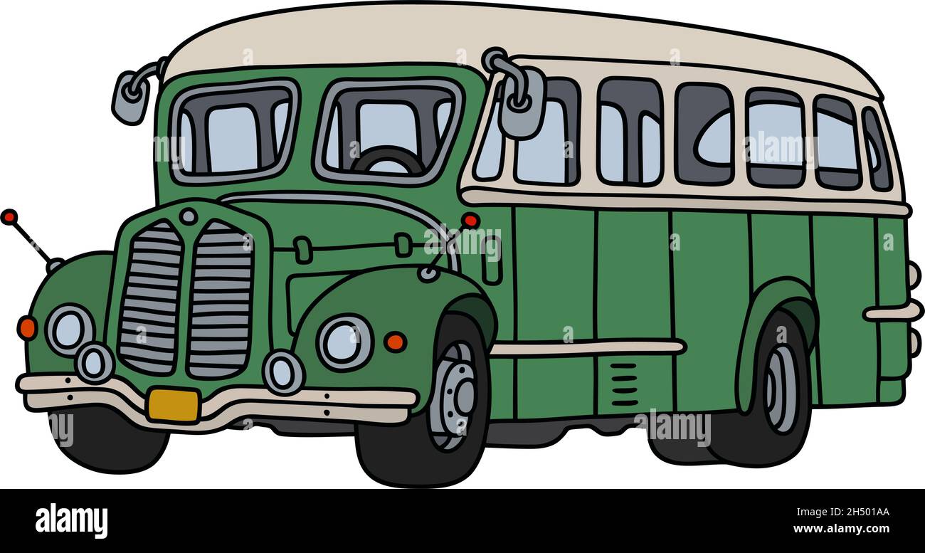 Green and cream bus Stock Vector Images - Alamy