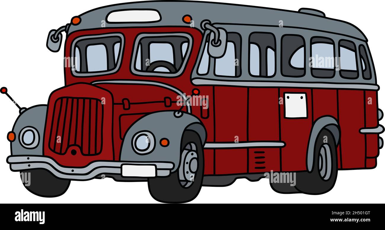 Hand drawing of a vintage red and gray bus Stock Vector Image & Art - Alamy