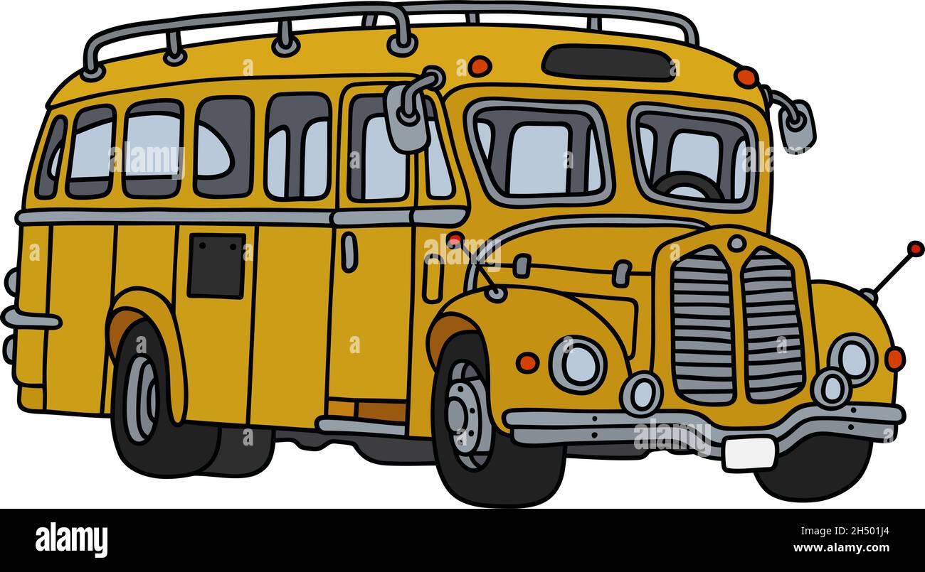 Hand drawing of a vintage yellow school bus Stock Vector Image & Art ...