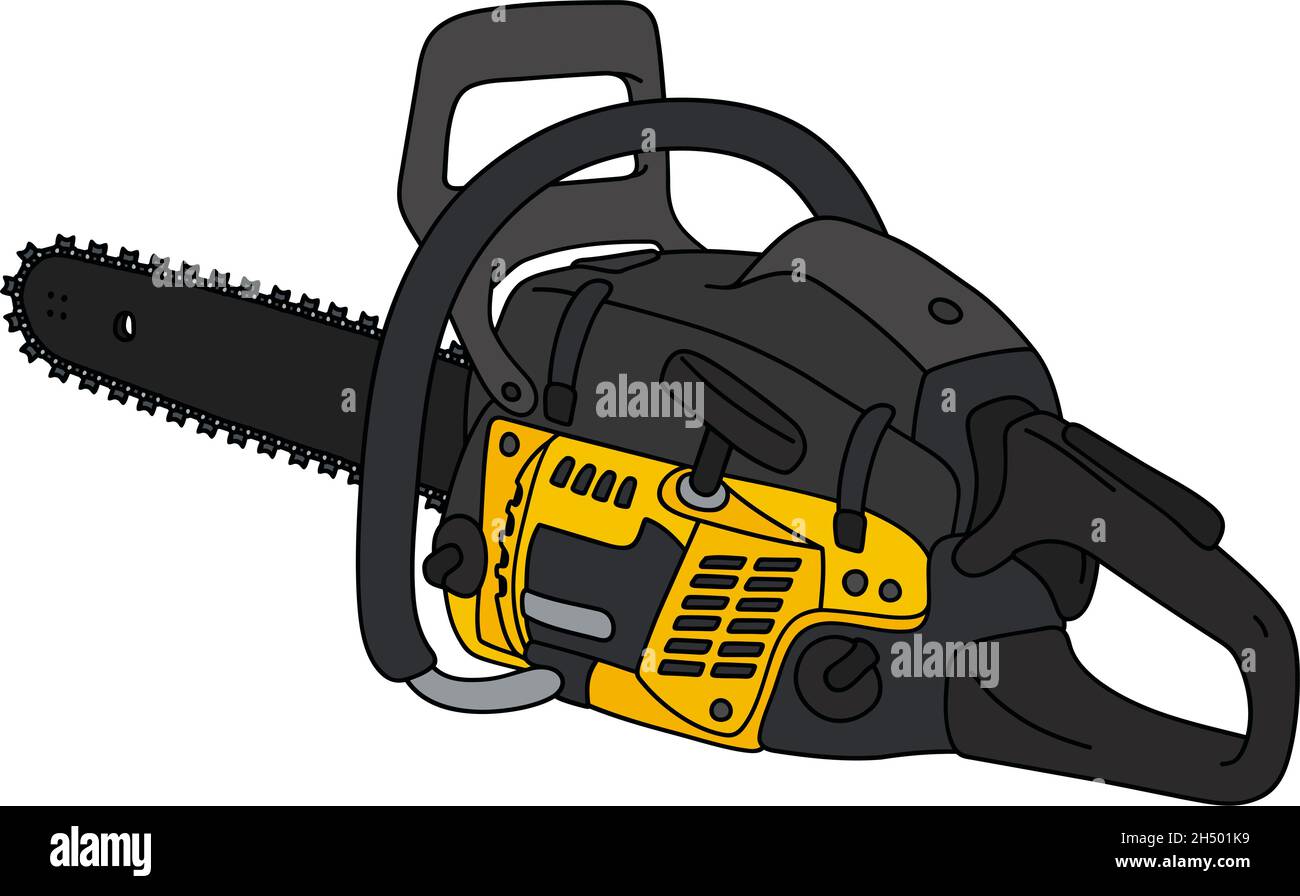 Hand drawing of a black and yellow chainsaw Stock Vector Image & Art ...
