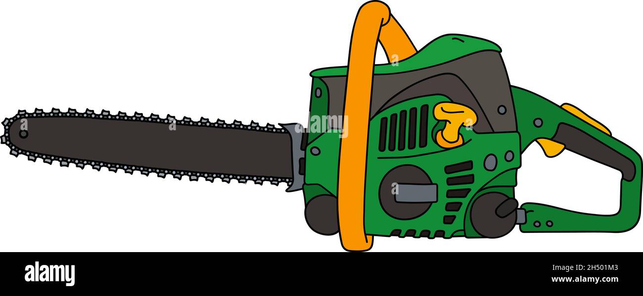 Hand drawing of a black and green chainsaw Stock Vector Image & Art - Alamy