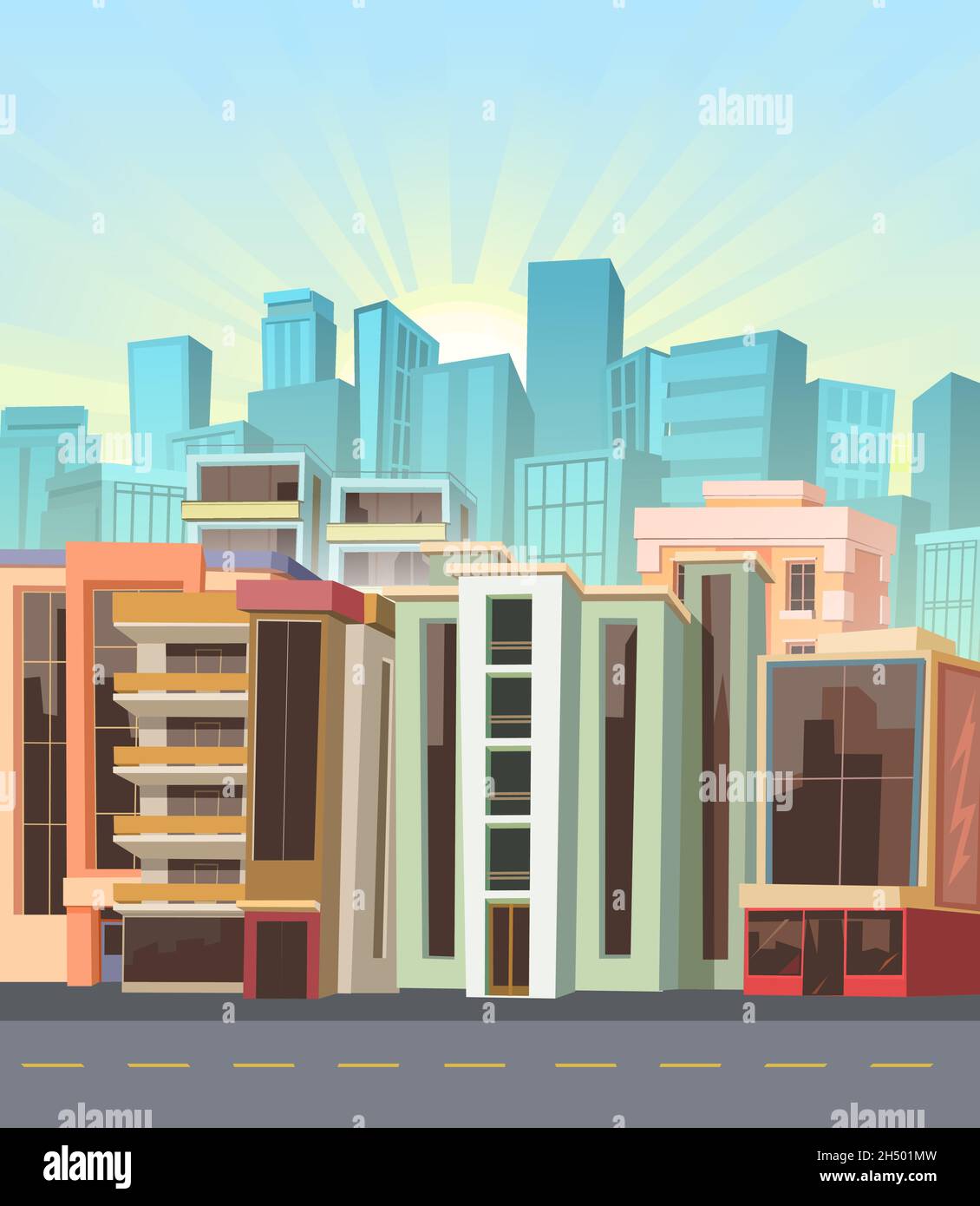 Small cozy town. Quiet residential area district. Beautiful modern ...