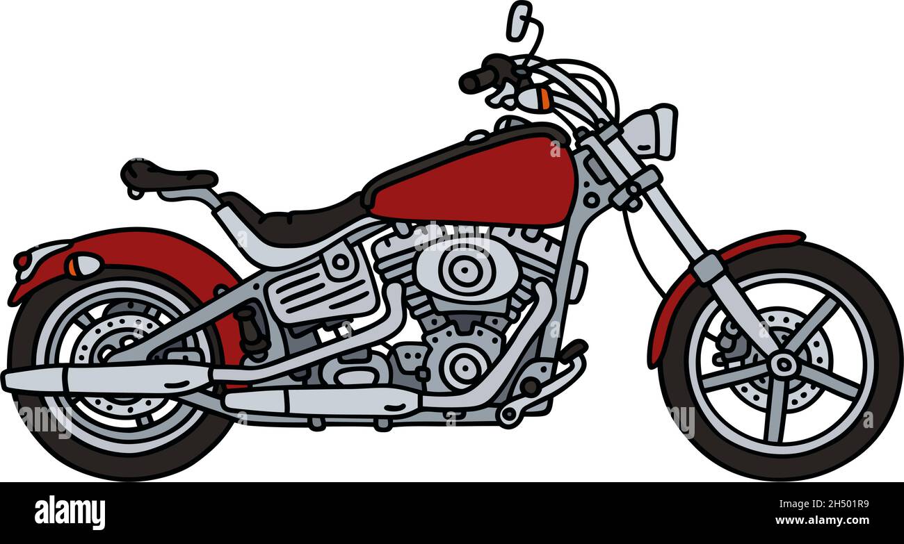 Hand drawing of a classic red strong chopper Stock Vector Image & Art ...