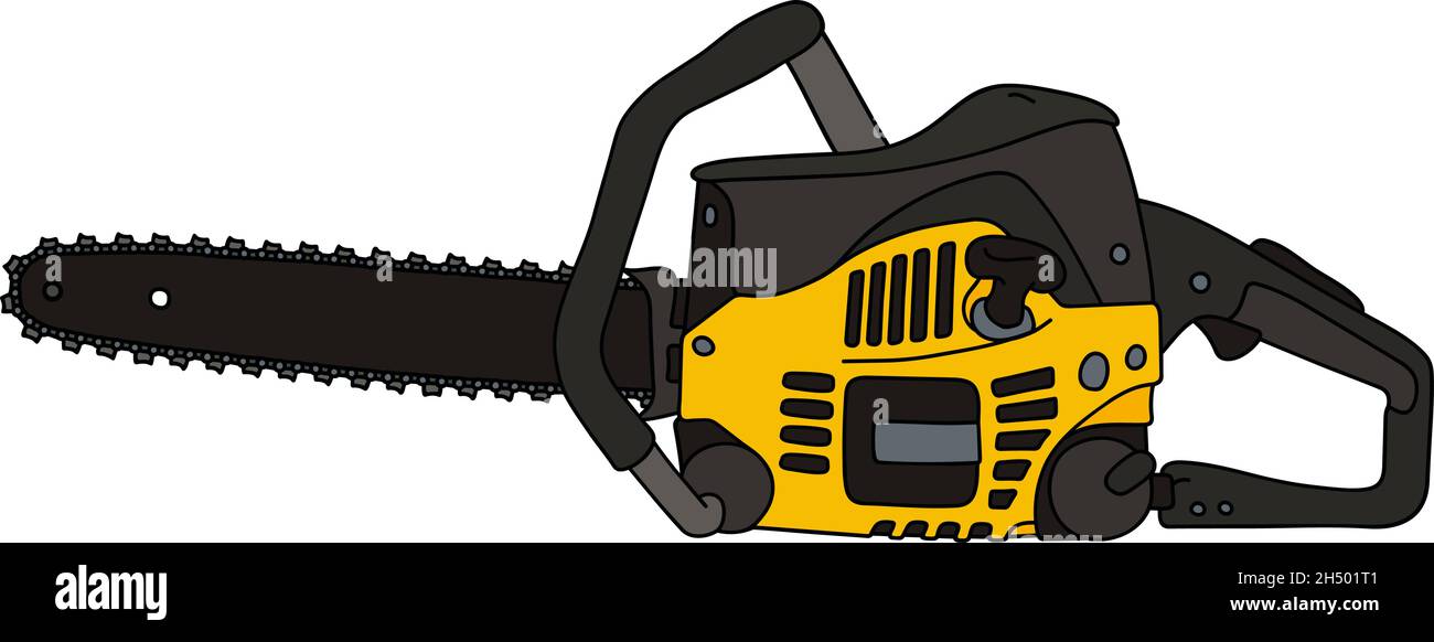 Hand drawing of a black and yellow chainsaw Stock Vector Image & Art ...