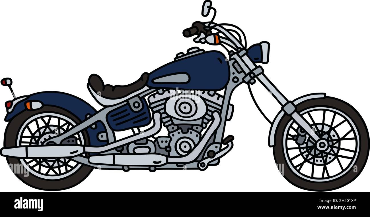 Hand drawing of a classic dark blue strong chopper Stock Vector Image ...