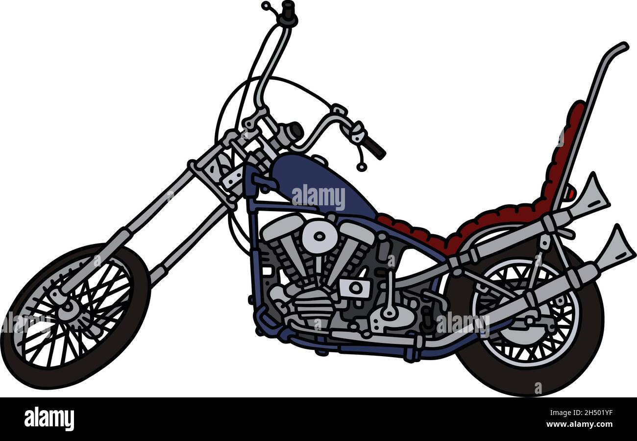 Hand drawing of a classic blue chopper Stock Vector Image & Art - Alamy