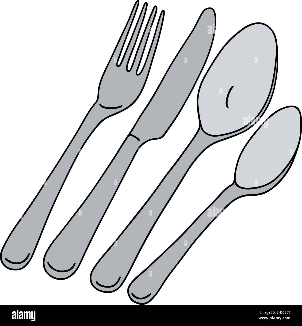 Hand drawing of stainless steel cutlery Stock Vector Image & Art - Alamy
