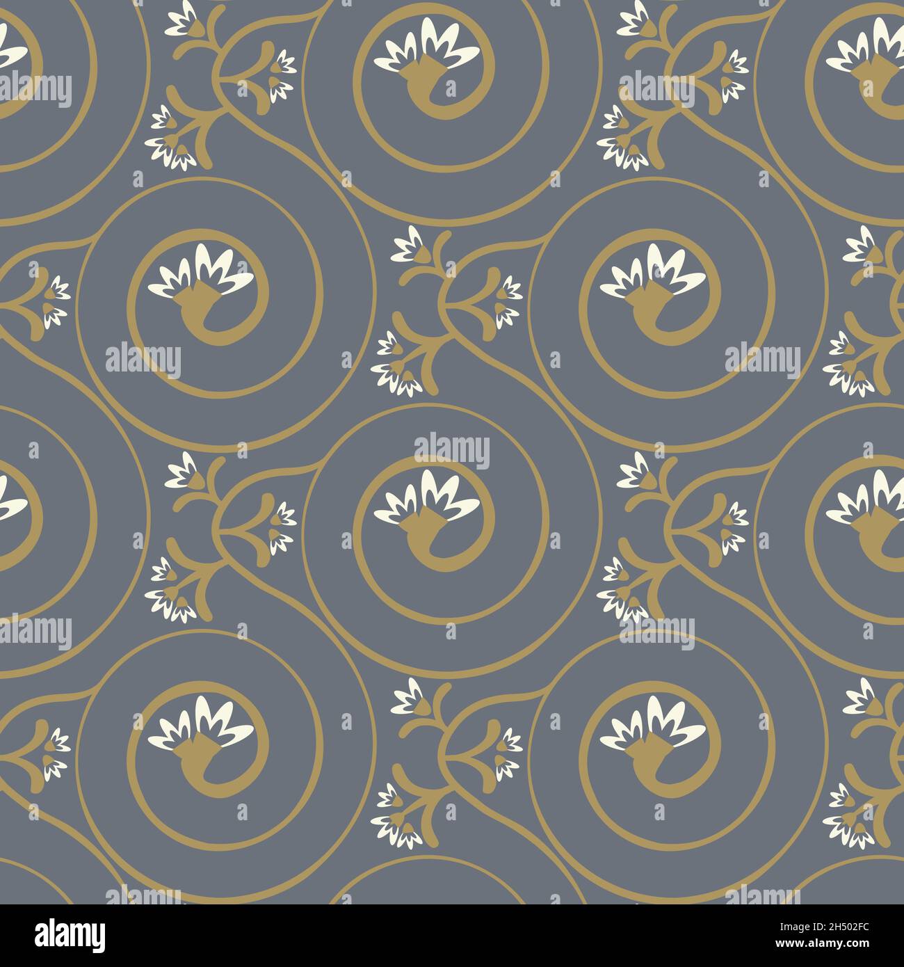 Stylized jasmine spiral vector seamless pattern background. Elegant ...