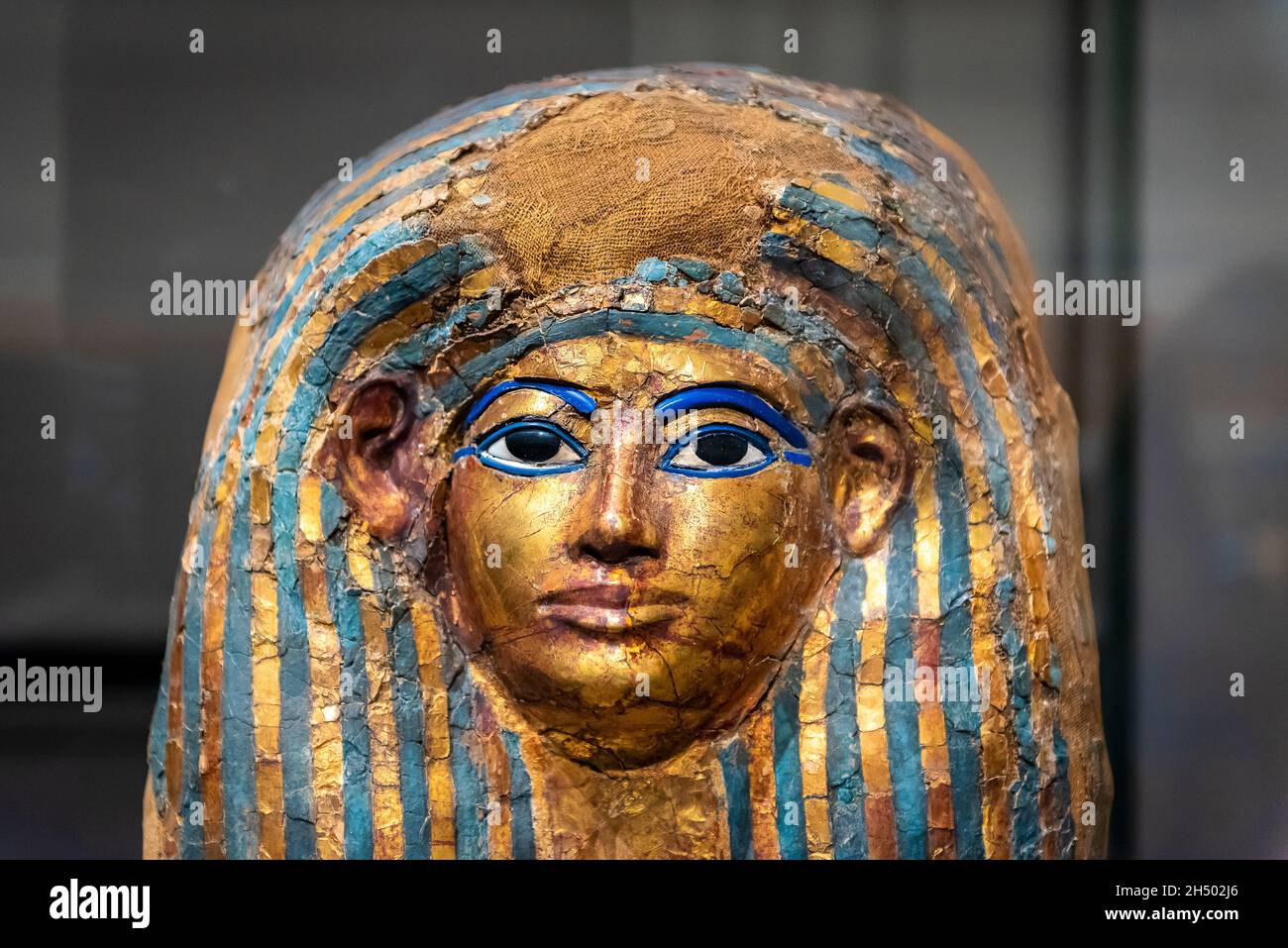 Funeral mask from the tomb of Kha, Egyptian Museum, Turin, Piedmont ...