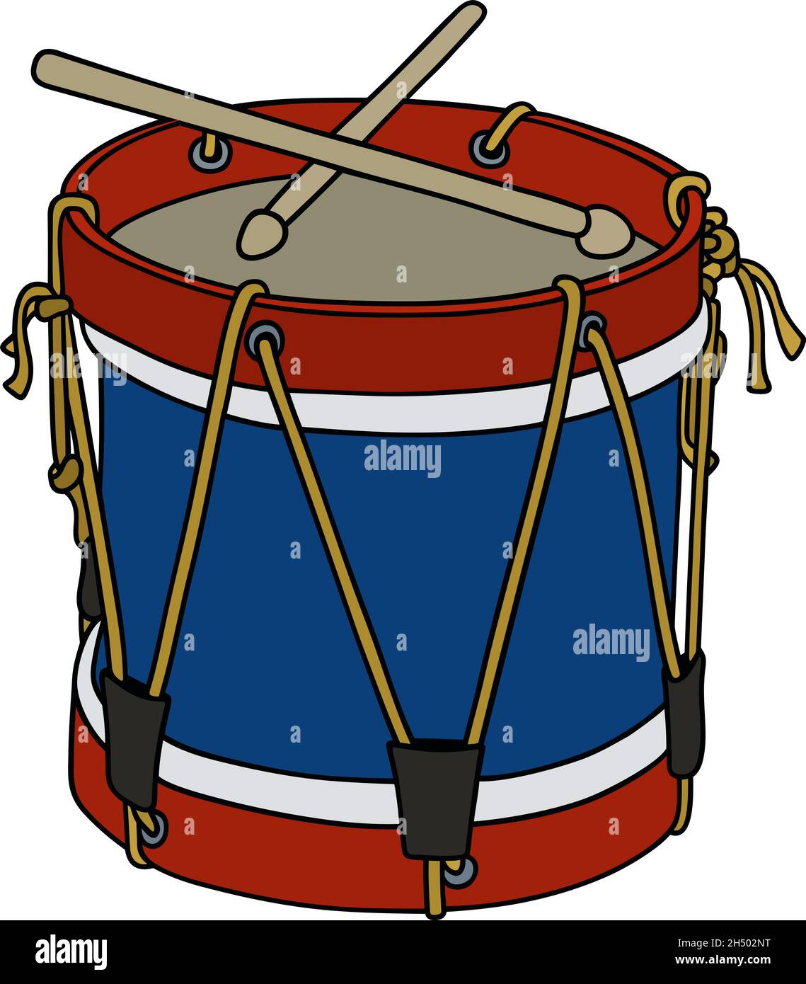 Hand drawing of a classic red blue white wooden drum Stock Vector Image ...