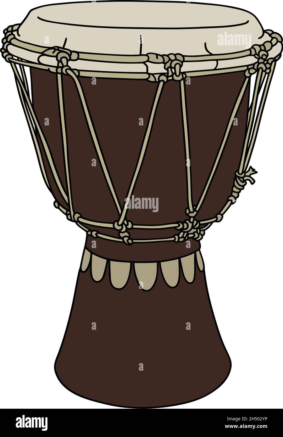 Hand drawing of a dark brown wooden small ethno drum Stock Vector Image ...